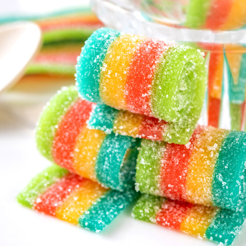 Sour Strips Rainbow Gummies with Sweet & Sour Fruit Juice Flavor ...